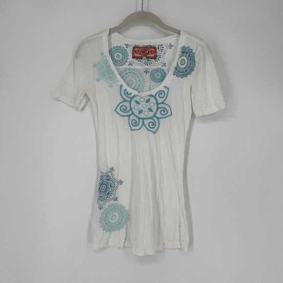 Johnny Was | Tops | Johnny Was Shirt Womens Xs White Teal Floral ...